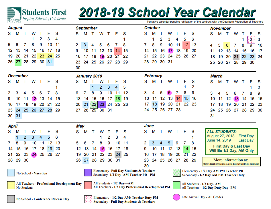 2018-19 School Year Calendar – Maples Elementary School