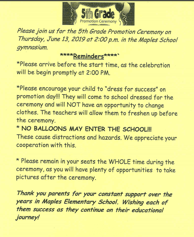 5th Grade Promotion Ceremony – Maples Elementary School